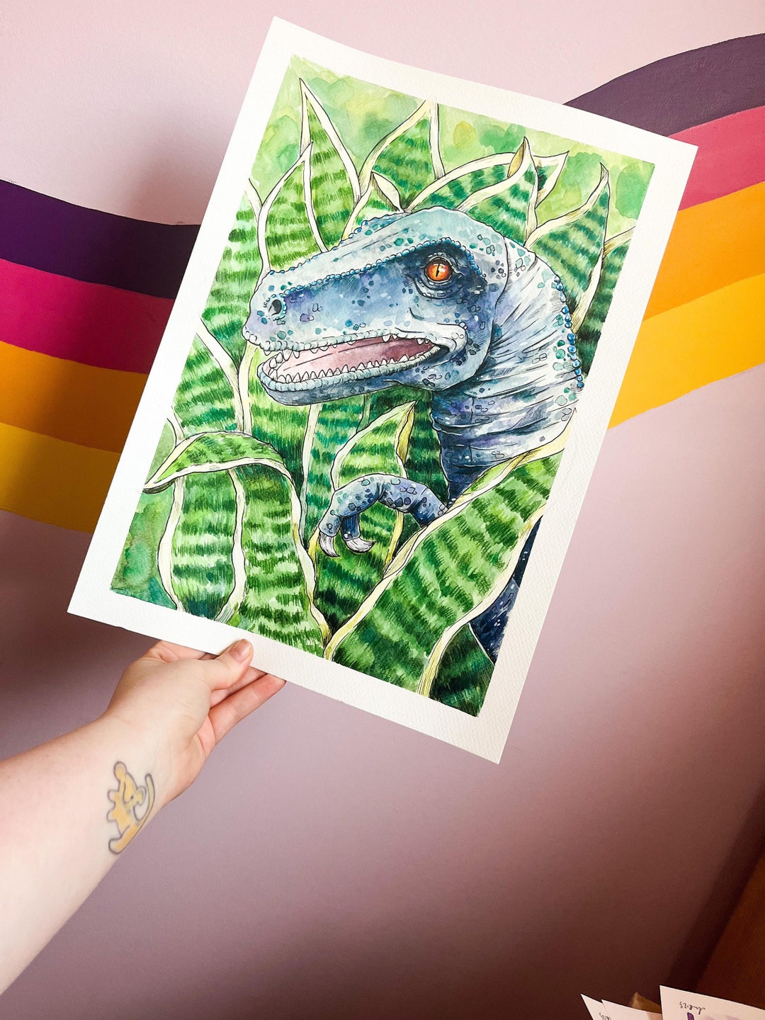 Raptor Watercolour Painting | Velociraptor, Dinosaur Art, Painting ...
