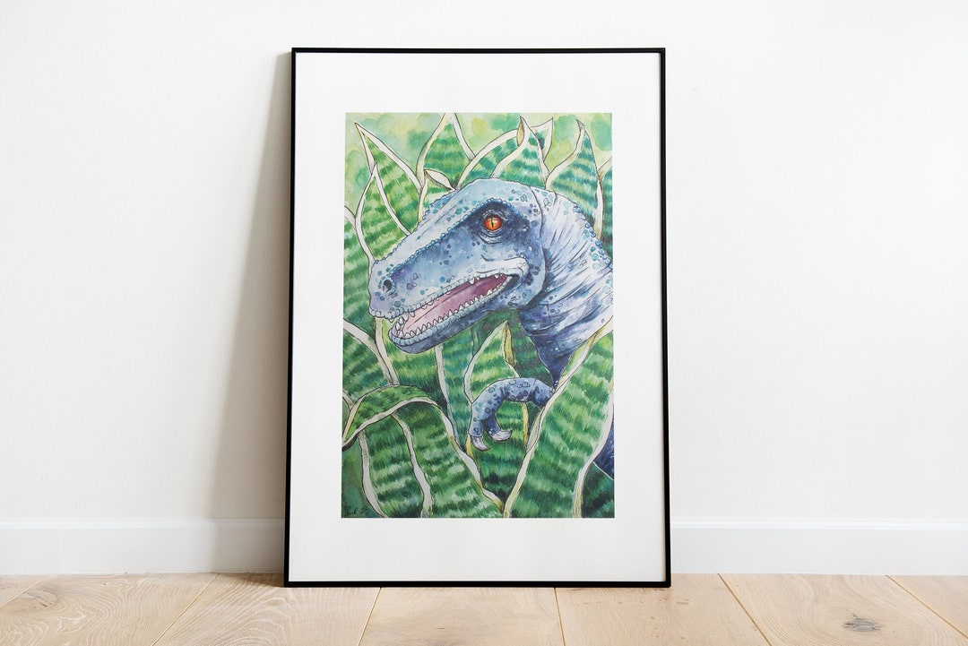 Raptor Plant Watercolour Art Print Velociraptor Dinosaur Art, Painting ...