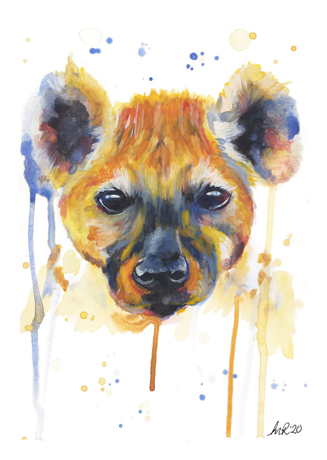 Hyena Art Print, Drip Art, Abstract, Spotted Hyena, Home Decor, Home ...