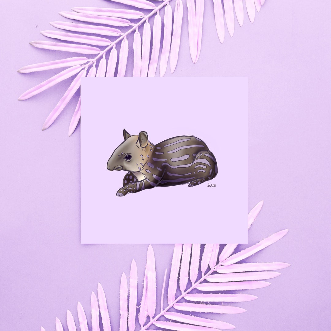 Baby Tapir Art Print Cute Animals, Purple, Home, Wall Art, Nursery ...