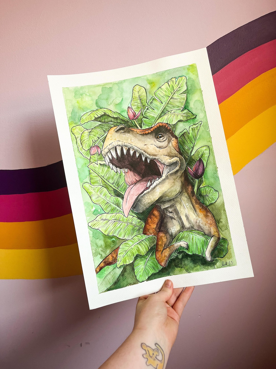 T-rex Watercolour Painting Tyrannosaurus, Dinosaur Art, Painting ...