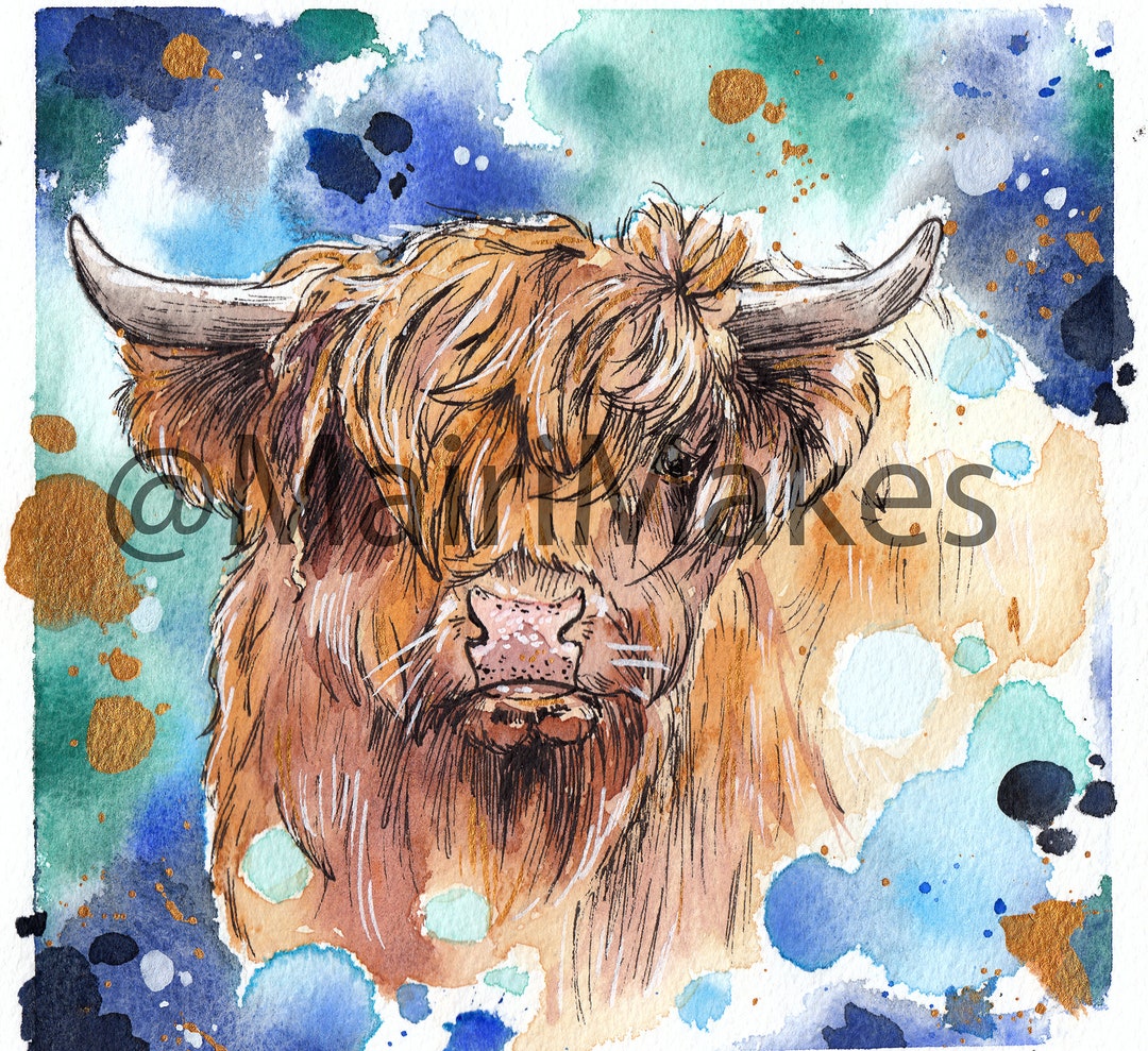 Highland Cow Art Print | Windswept | Cow Art, Scottish Artist ...