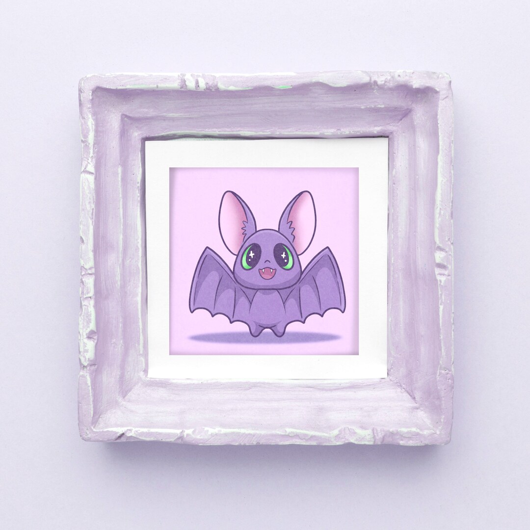 Cute Bat Mini Art Print | Cute Animals, Halloween Party, Decor, Spooky ...