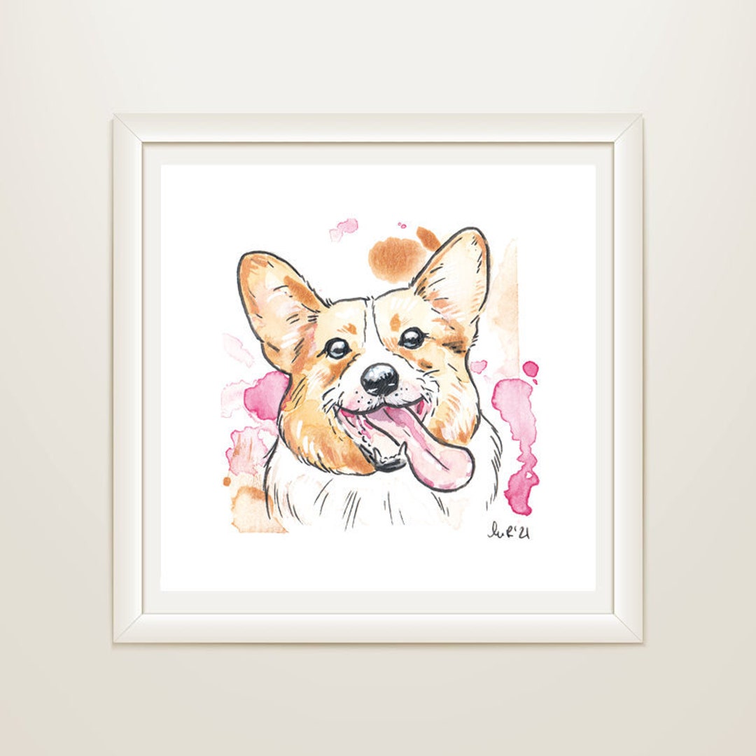 Corgi Art Print | Cute Corgis, Corgi Gifts, Wall Art, Nursery Decor ...