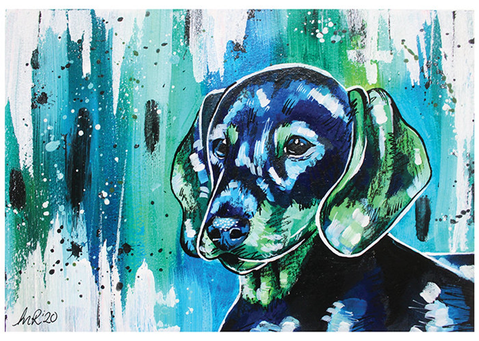 Dachshund Painting Original Artwork Mixed Media Abstract - Etsy