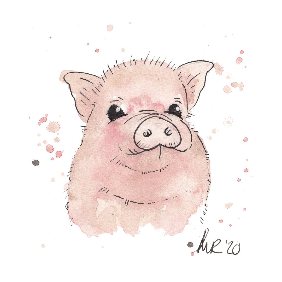 Cute Pig Print, Wall Art, Farm Animals, Baby Animals, Baby Pig, Piglet ...