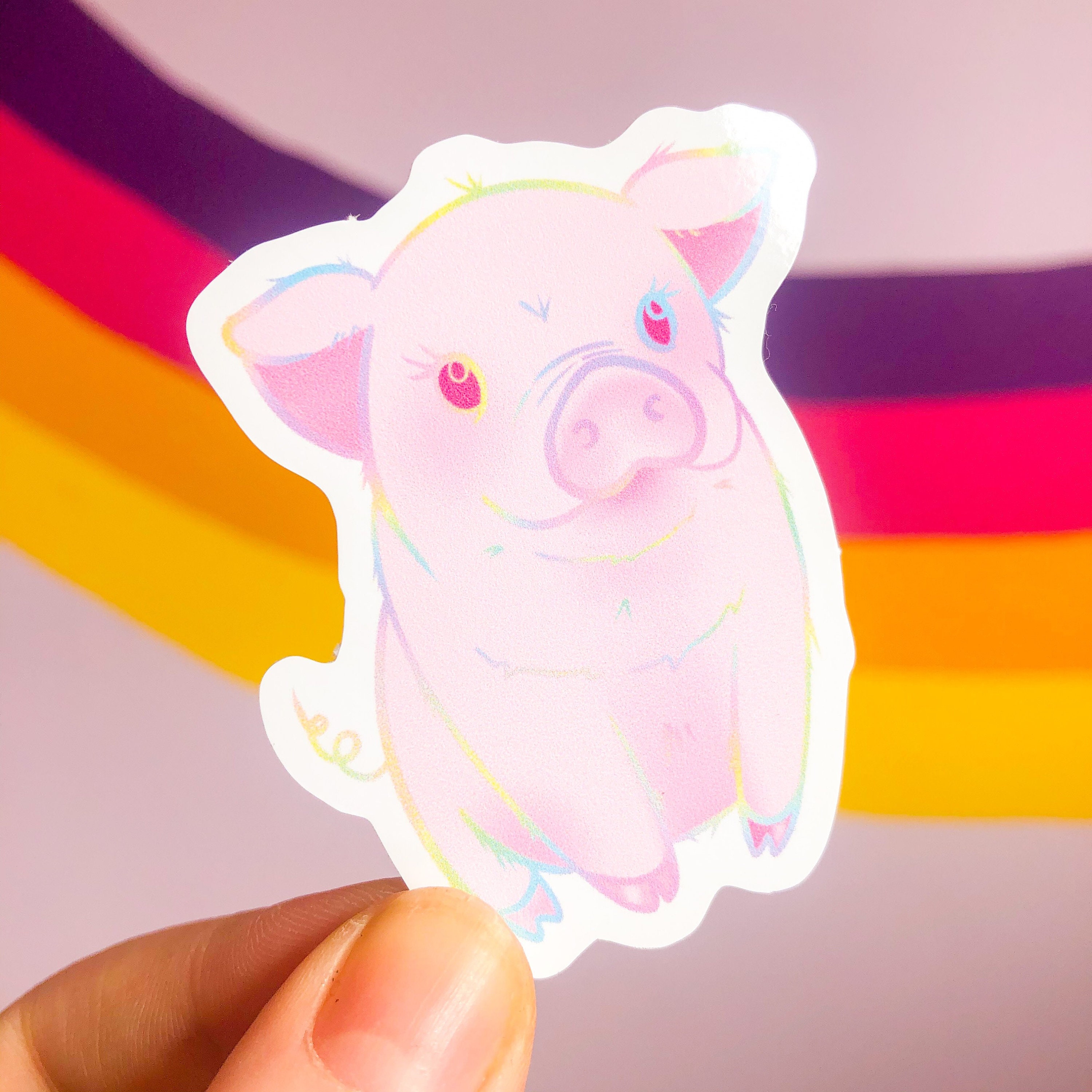 Pig Sticker Rainbow Pig Pastel Sticker Cute Stickers | Etsy