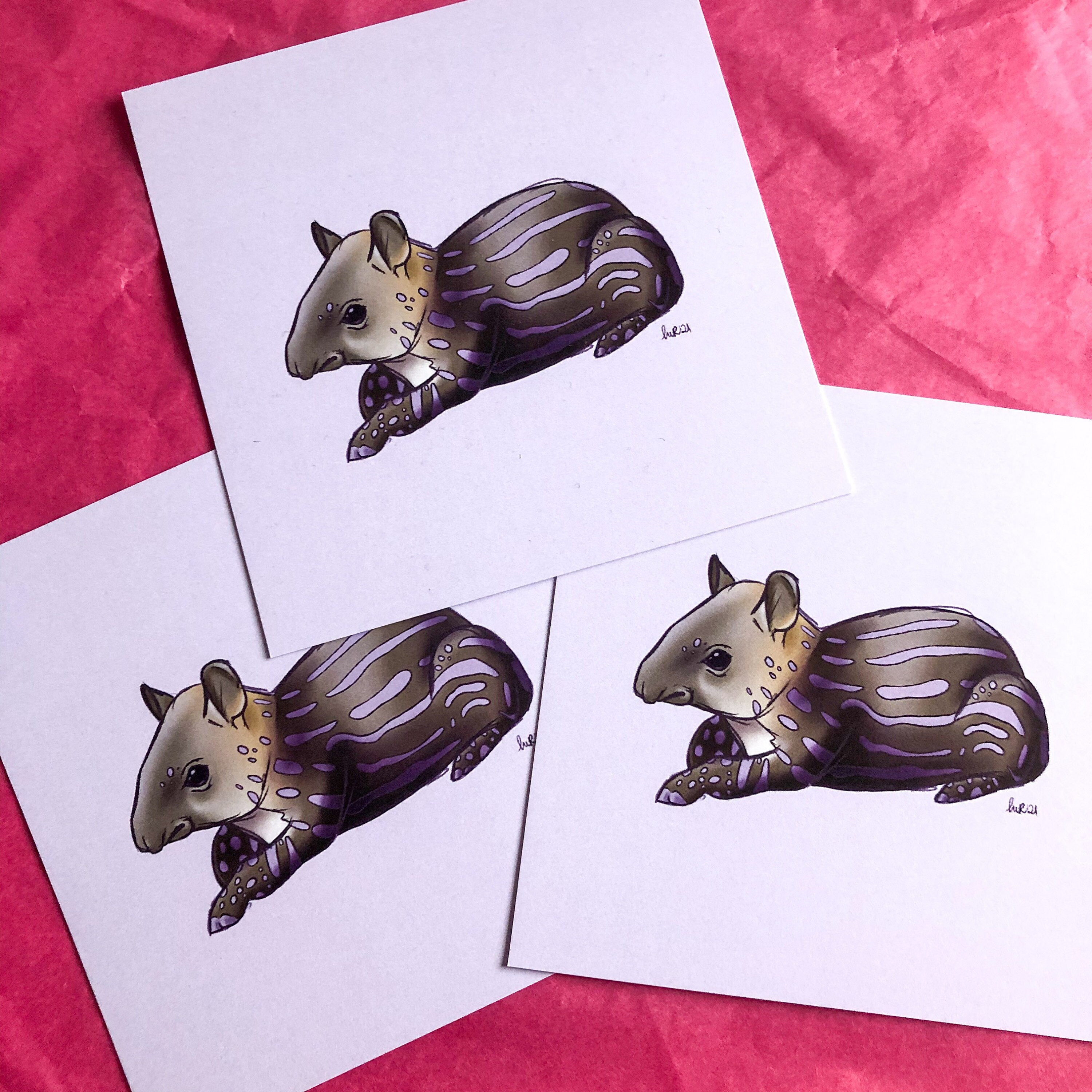 Baby Tapir Art Print Cute Animals Purple Home Wall Art | Etsy