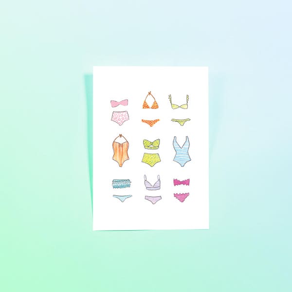 Bikini Girl Print - Etsy