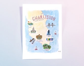 Charleston South Carolina Map Print City Prints South - Etsy