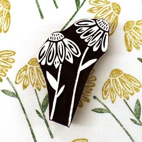 Indian Wooden Printing Block Double Daisy Flower - Etsy