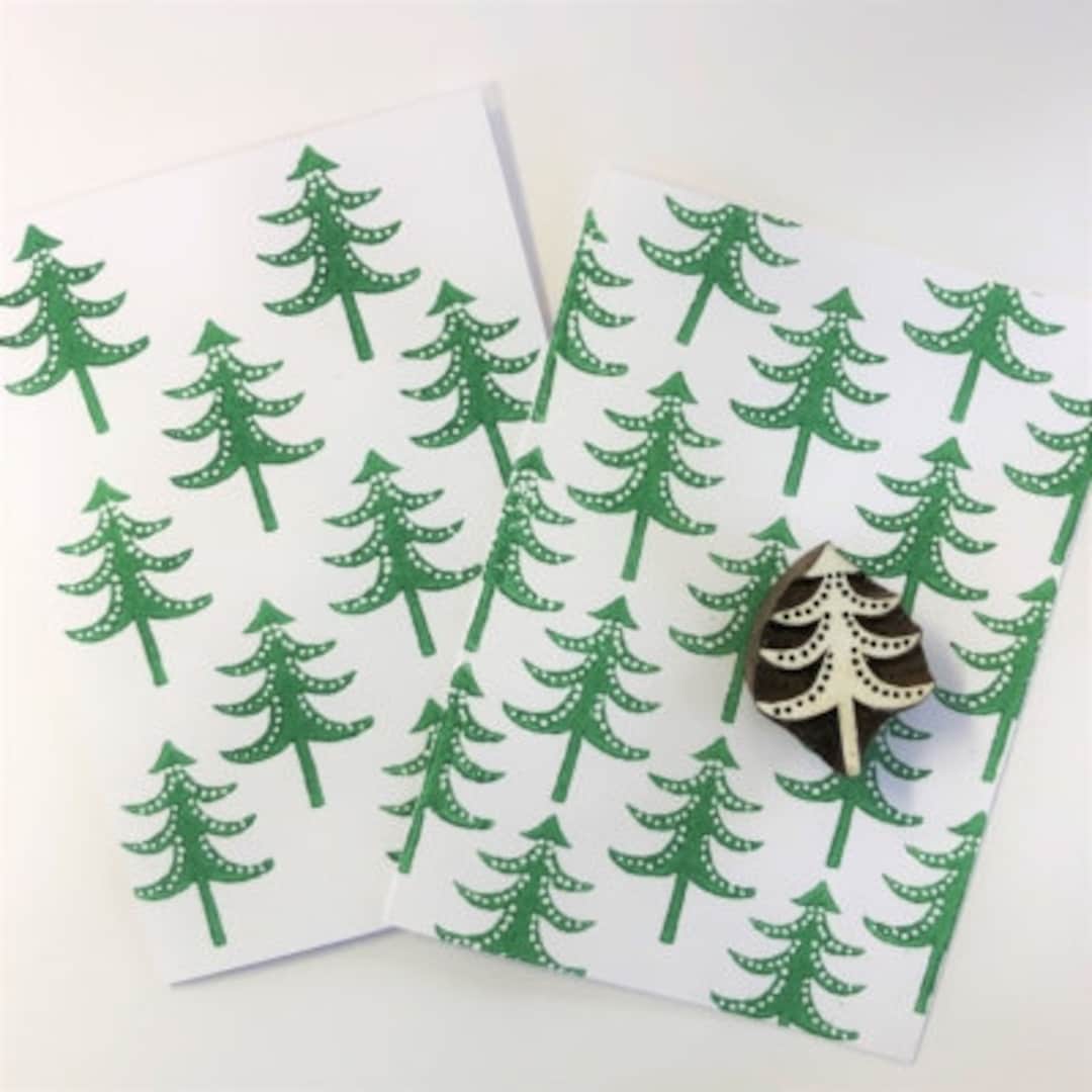 Block Printing Kit- Christmas Tree Cards - Etsy UK