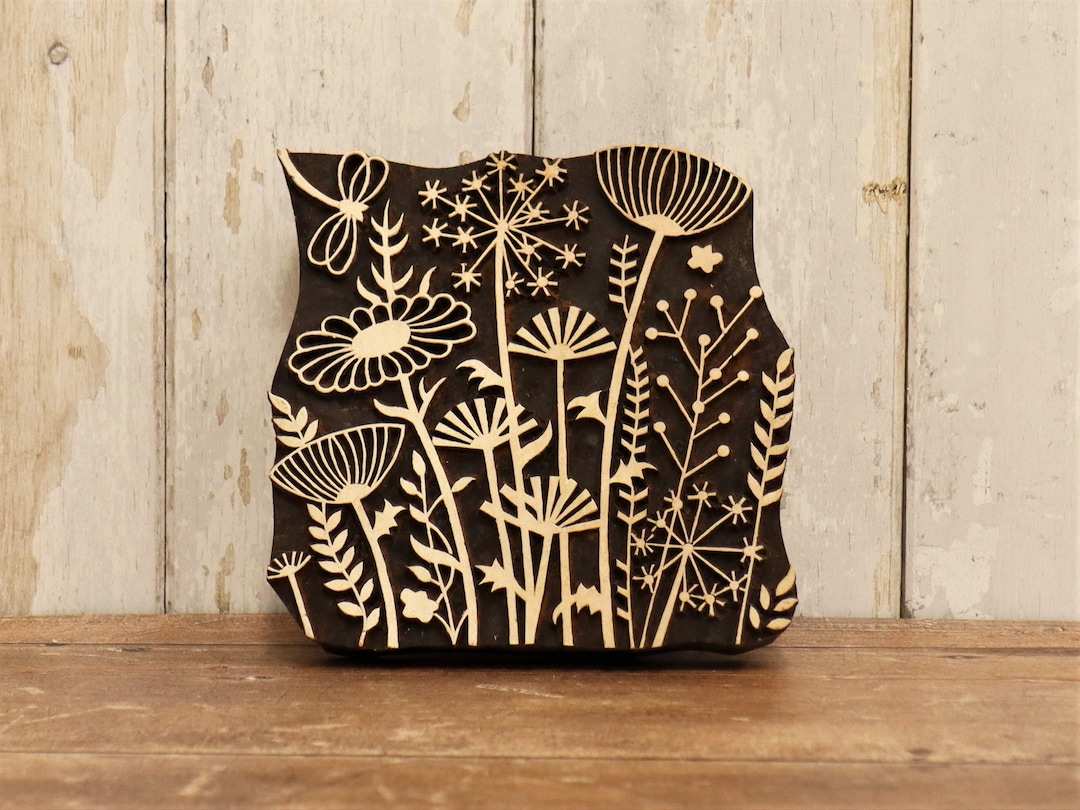 Large Meadow - Handled Indian Printing Block - Etsy