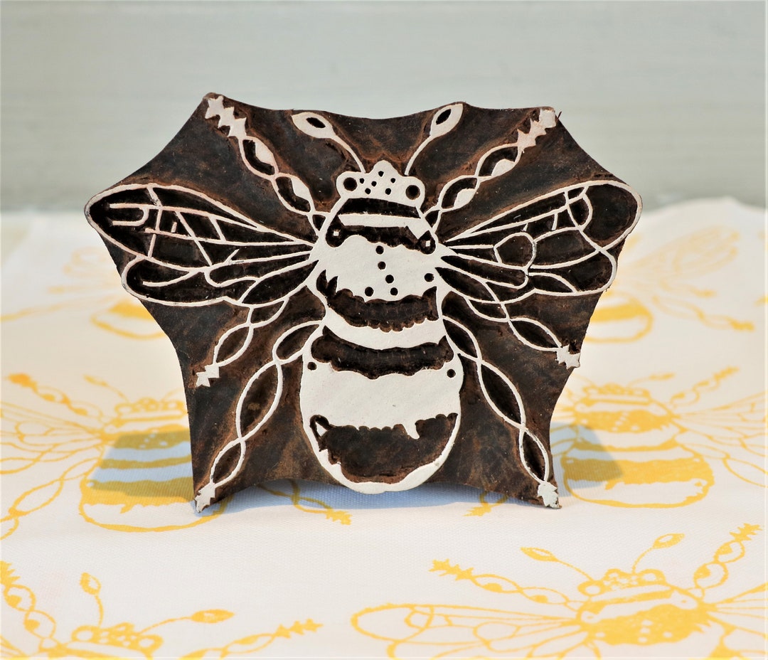 Indian Wooden Printing Block - Extra Large Bee - Etsy
