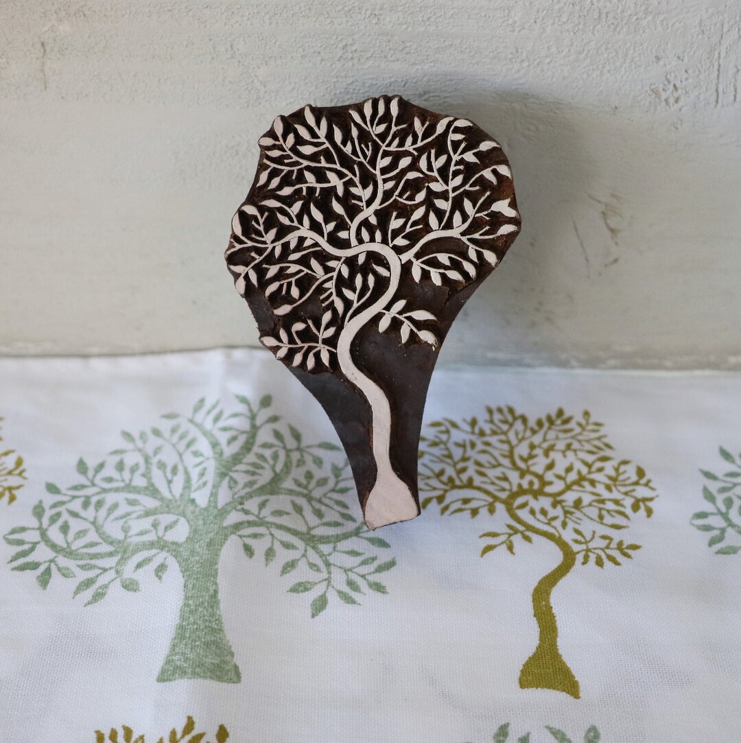 Indian Wooden Printing Block - Detailed Wiggly Tree - Etsy
