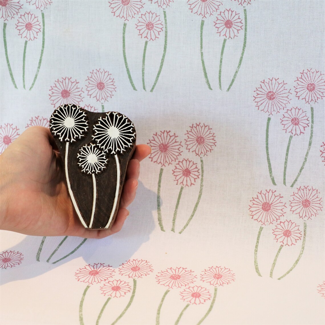 Indian Wooden Printing Block Triple Dandelion - Etsy UK