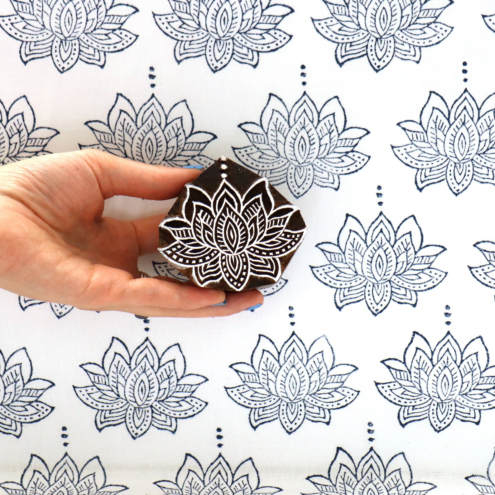 Indian Wooden Printing Block Lotus Flower - Etsy