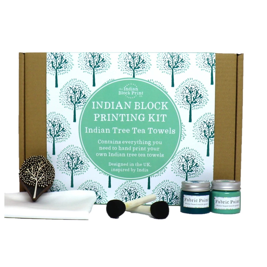 Block Printing Kit - Teal Tree - Etsy