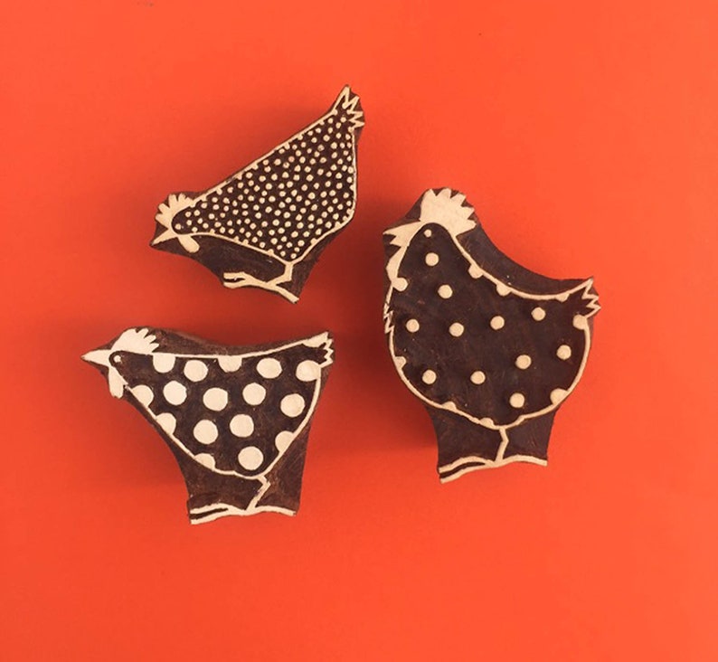 Indian Block Printing Set- 3 Chickens - Etsy