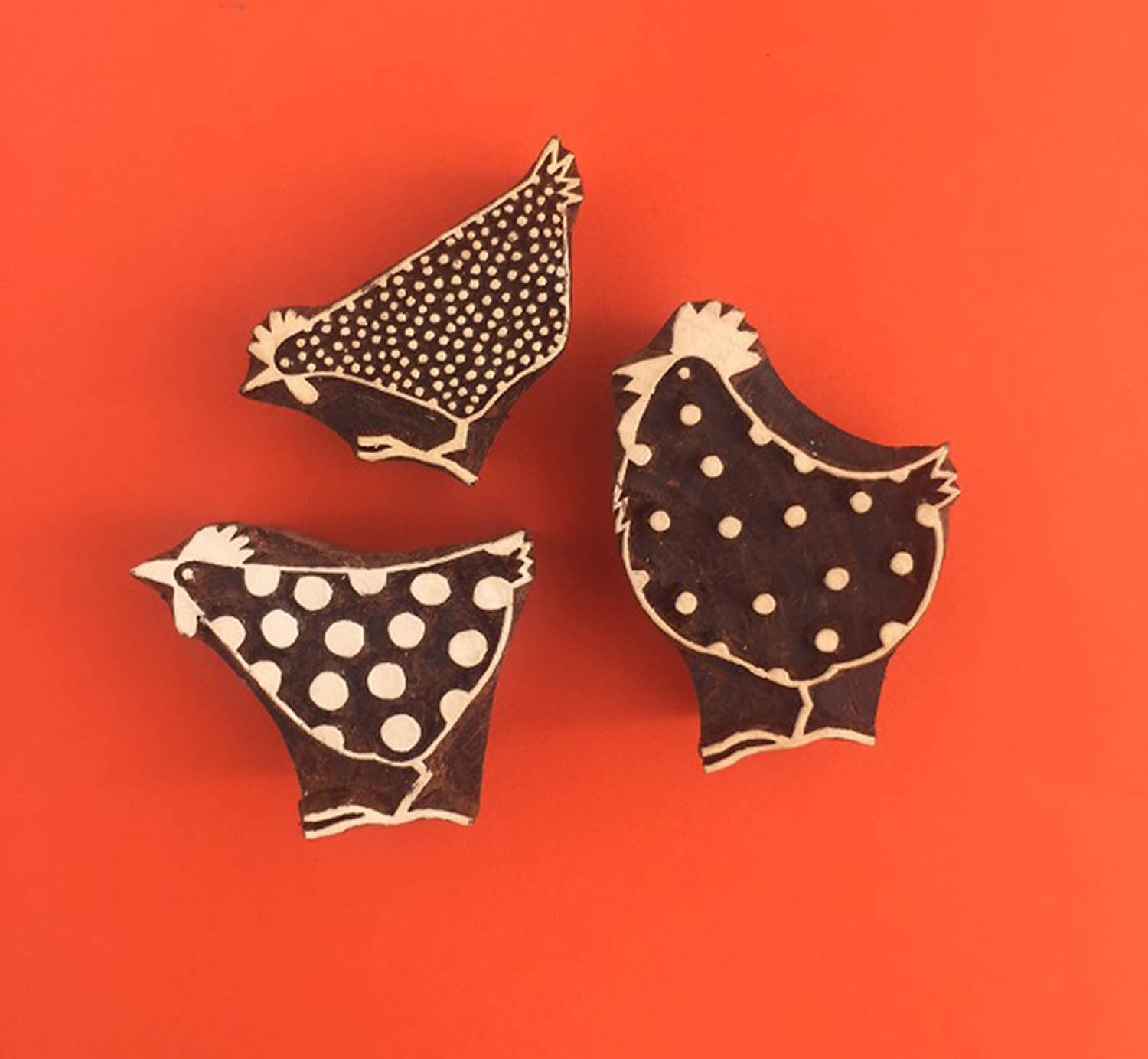 Indian Block Printing Set- 3 Chickens - Etsy UK