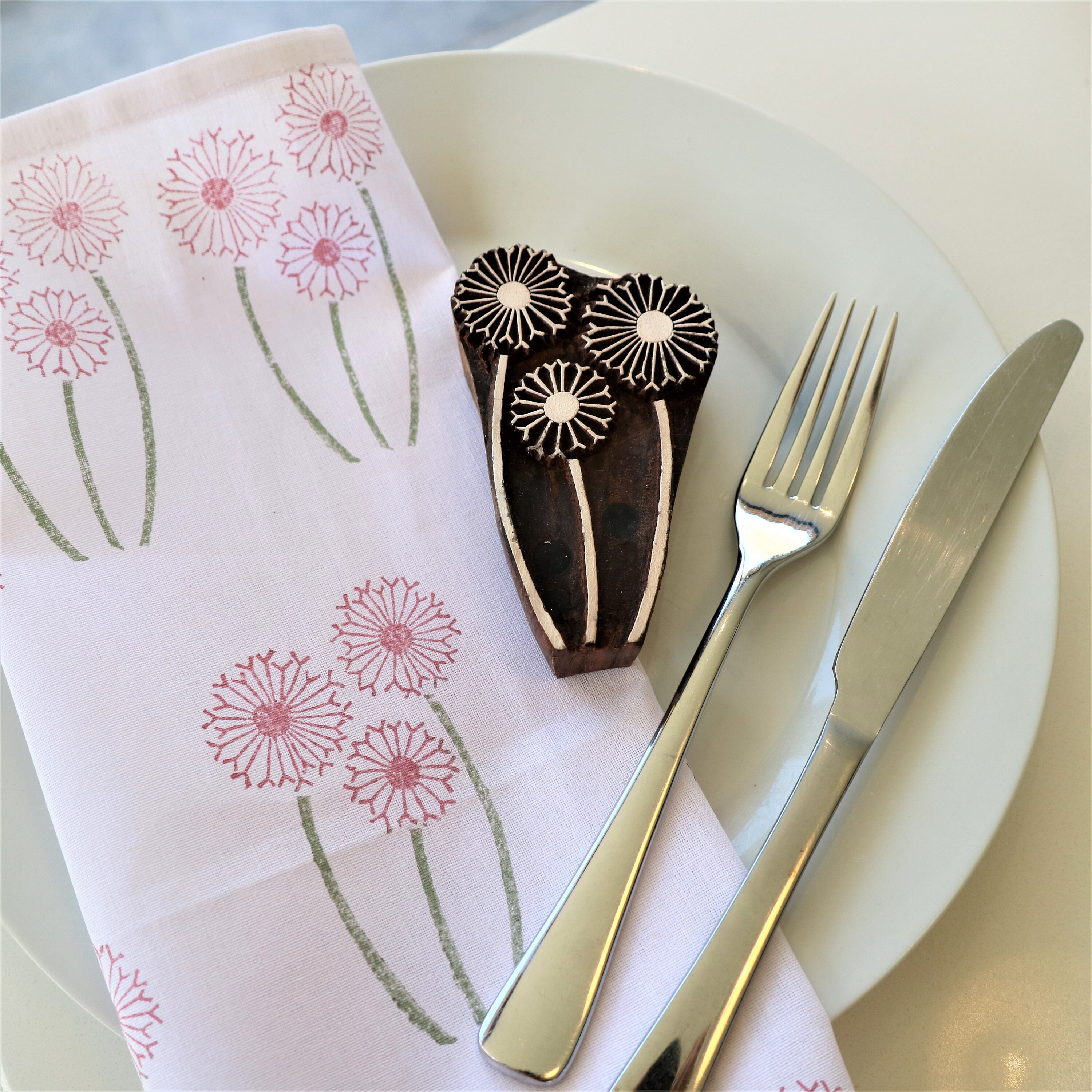 Indian Wooden Printing Block Triple Dandelion - Etsy UK