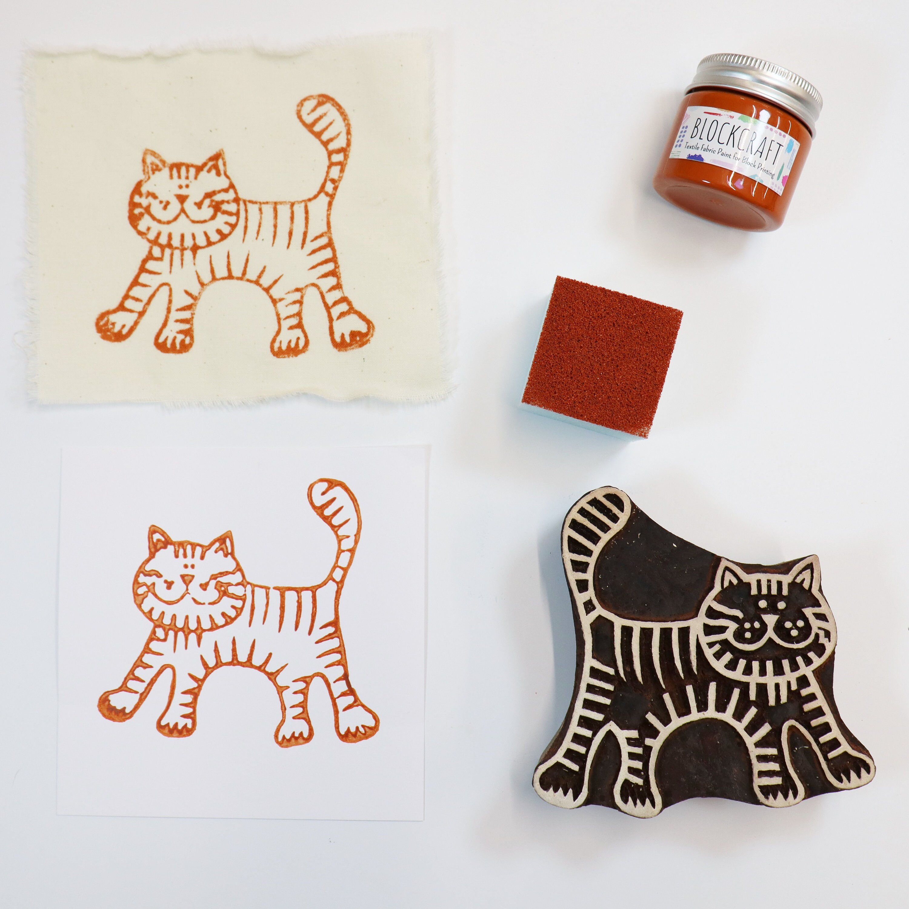 Indian Wooden Printing Block - Large Cat - Etsy UK