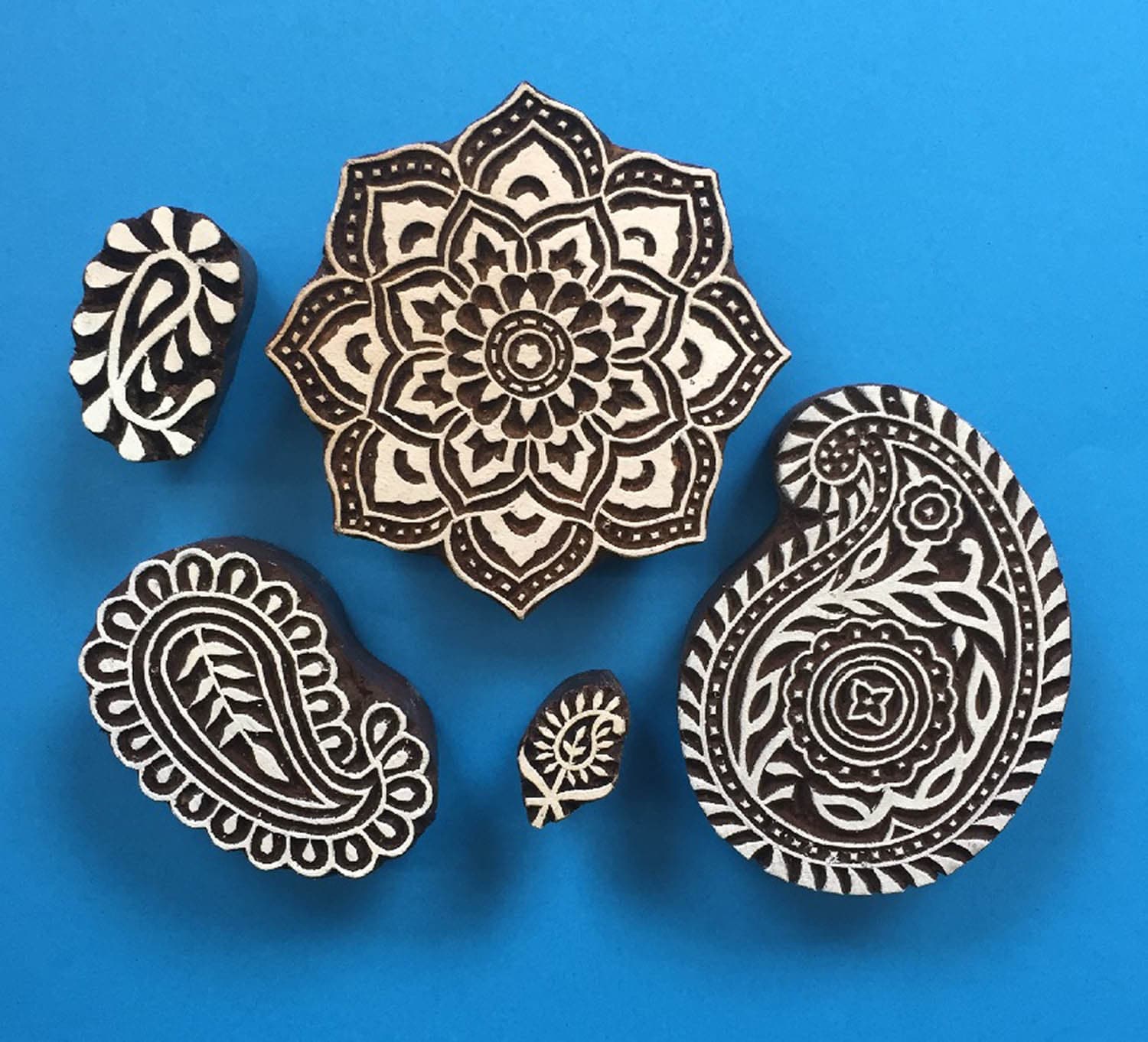 Indian Wooden Block Printing Set Paisleys - Etsy UK