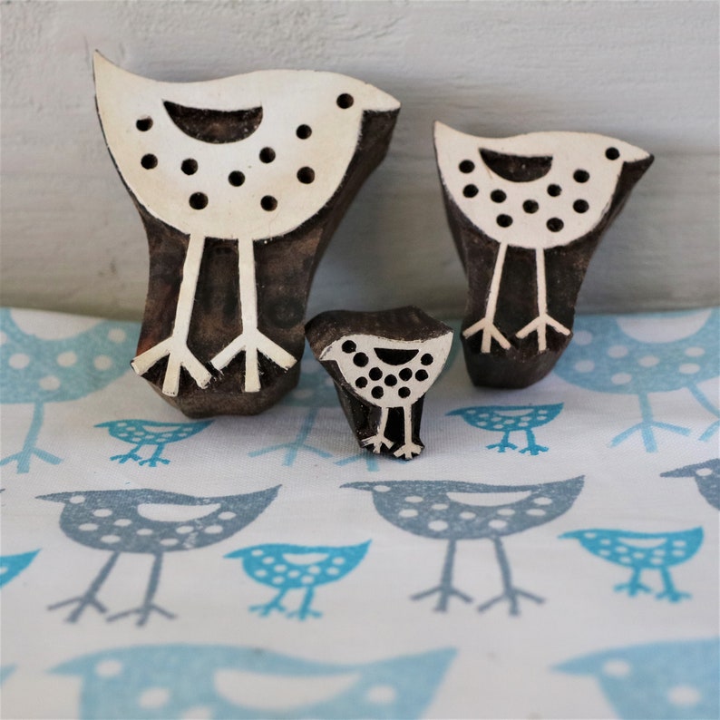 Indian Block Printing Set- 3 Standing Birds - Etsy