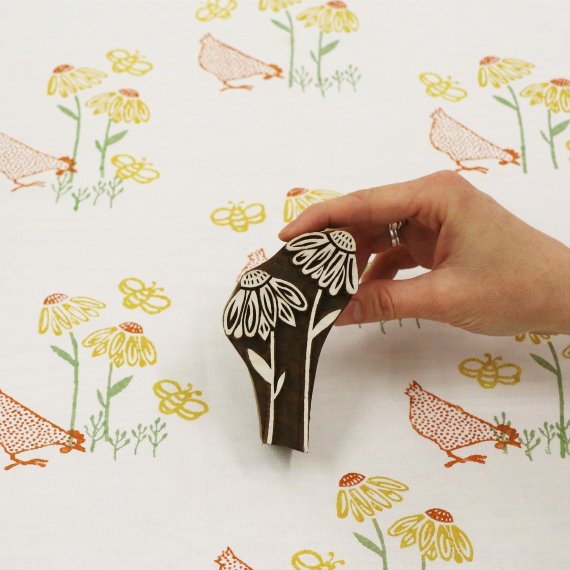 Indian Wooden Printing Block Double Daisy Flower - Etsy