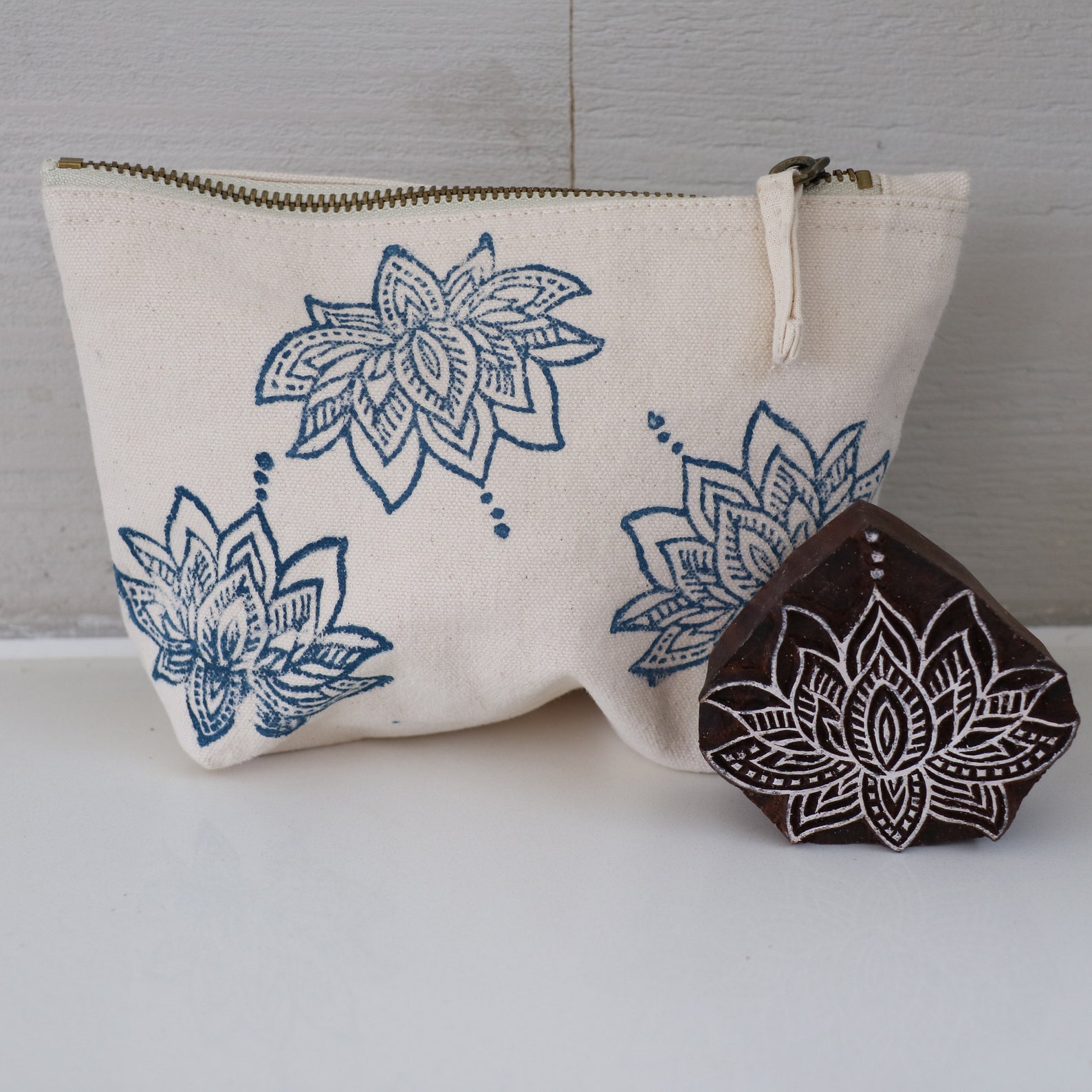 Indian Wooden Printing Block Lotus Flower - Etsy