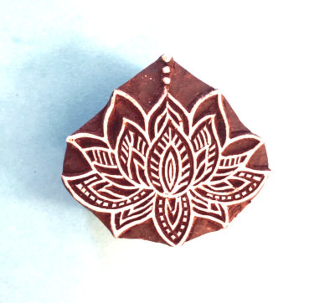 Indian Wooden Printing Block Lotus Flower - Etsy