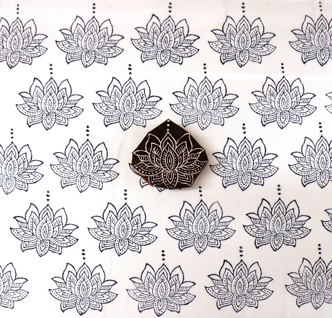 Indian Wooden Printing Block- Lotus Flower - Etsy