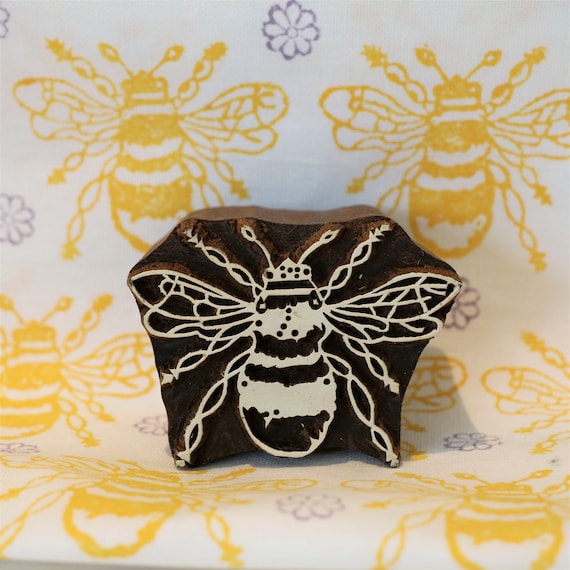 Indian Wooden Printing Block Medium Bee - Etsy UK