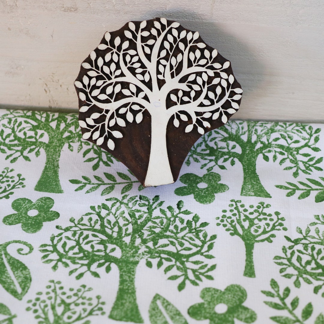 Indian Wooden Printing Block- Bold Spring Tree - Etsy