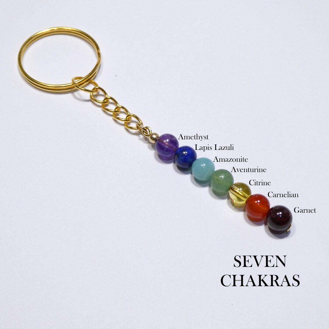 Seven Chakra Gemstone Key Ring, Purse Key Chain Charm - Etsy
