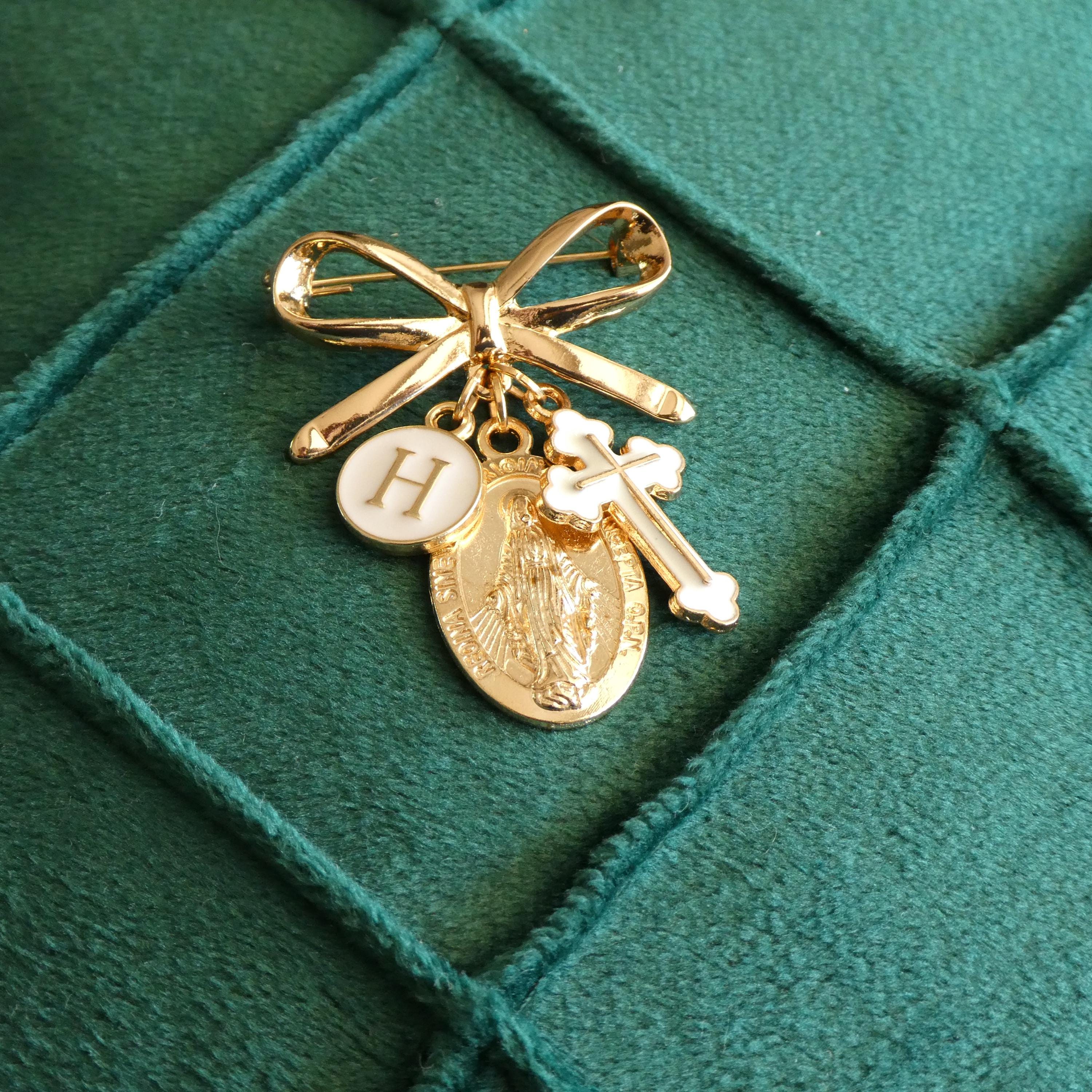 Gold Baby Protection Pin: Custom Baptism Christening Brooch Keepsake ...