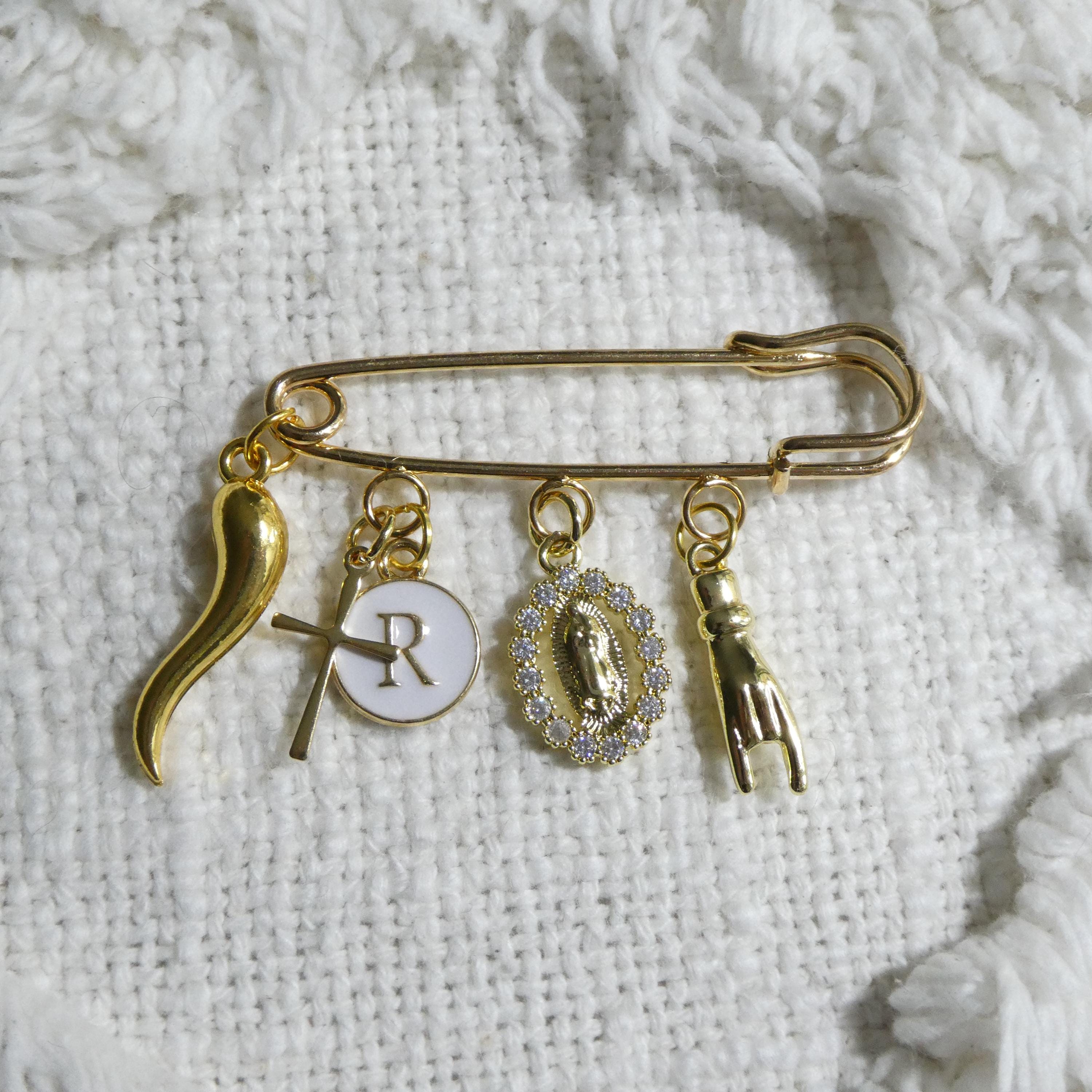 Catholic Gold Cornicello Protection Brooch Pin Jewelry, New Baby Gifts ...