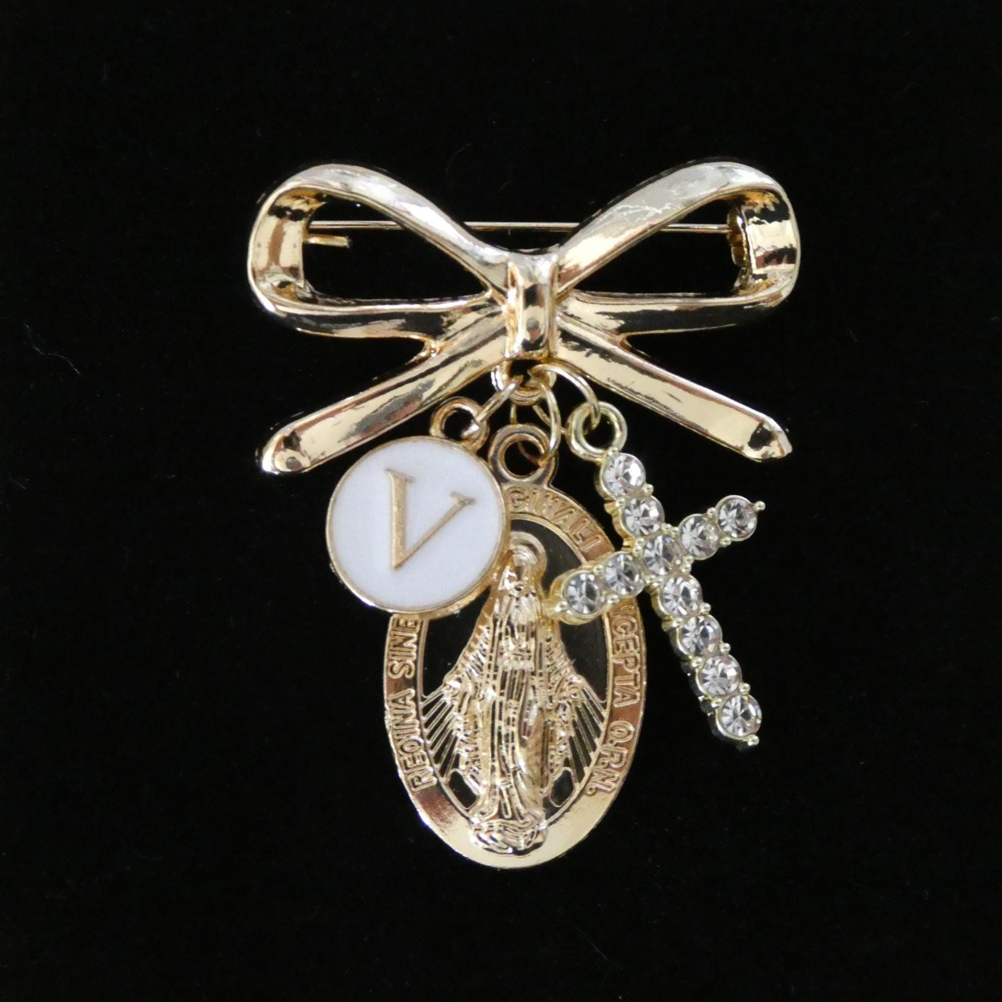 Gold Baby Protection Pin: Custom Baptism Christening Brooch Keepsake ...