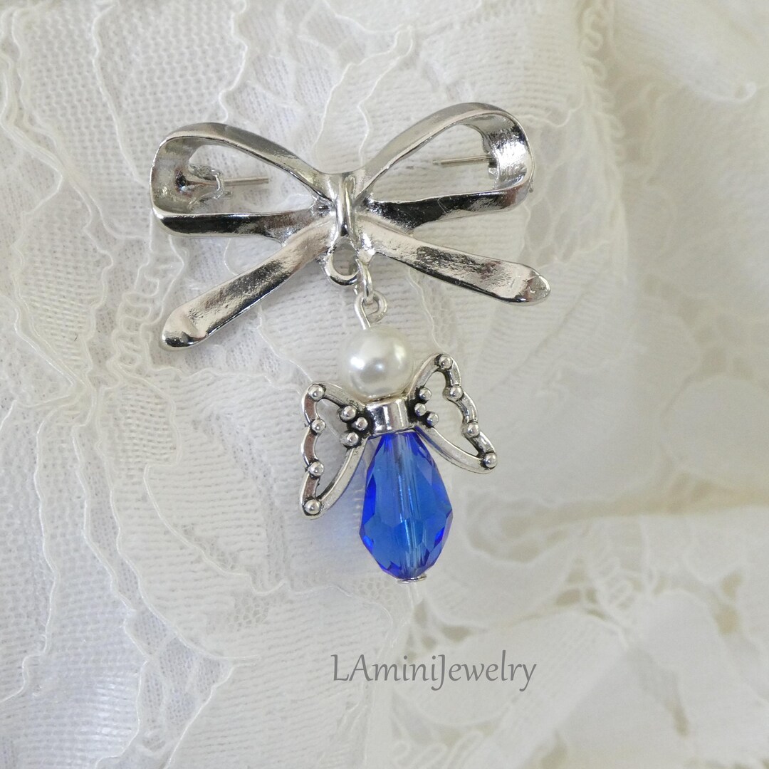 Wedding Day Keepsake, Blue Guardian Angel Charm Bouquet Pin. - Etsy