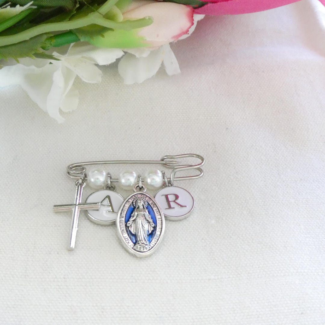 Virgin Mary Something Blue Bouquet Pin Bride Wedding Charm Couples ...