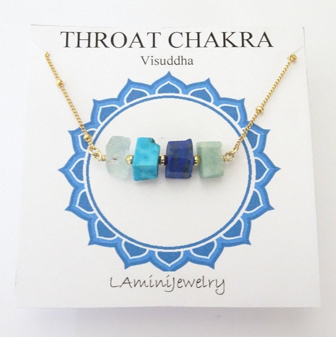 Blue Raw Throat Chakra Crystal Jewelry Throat Chakra Necklace With ...