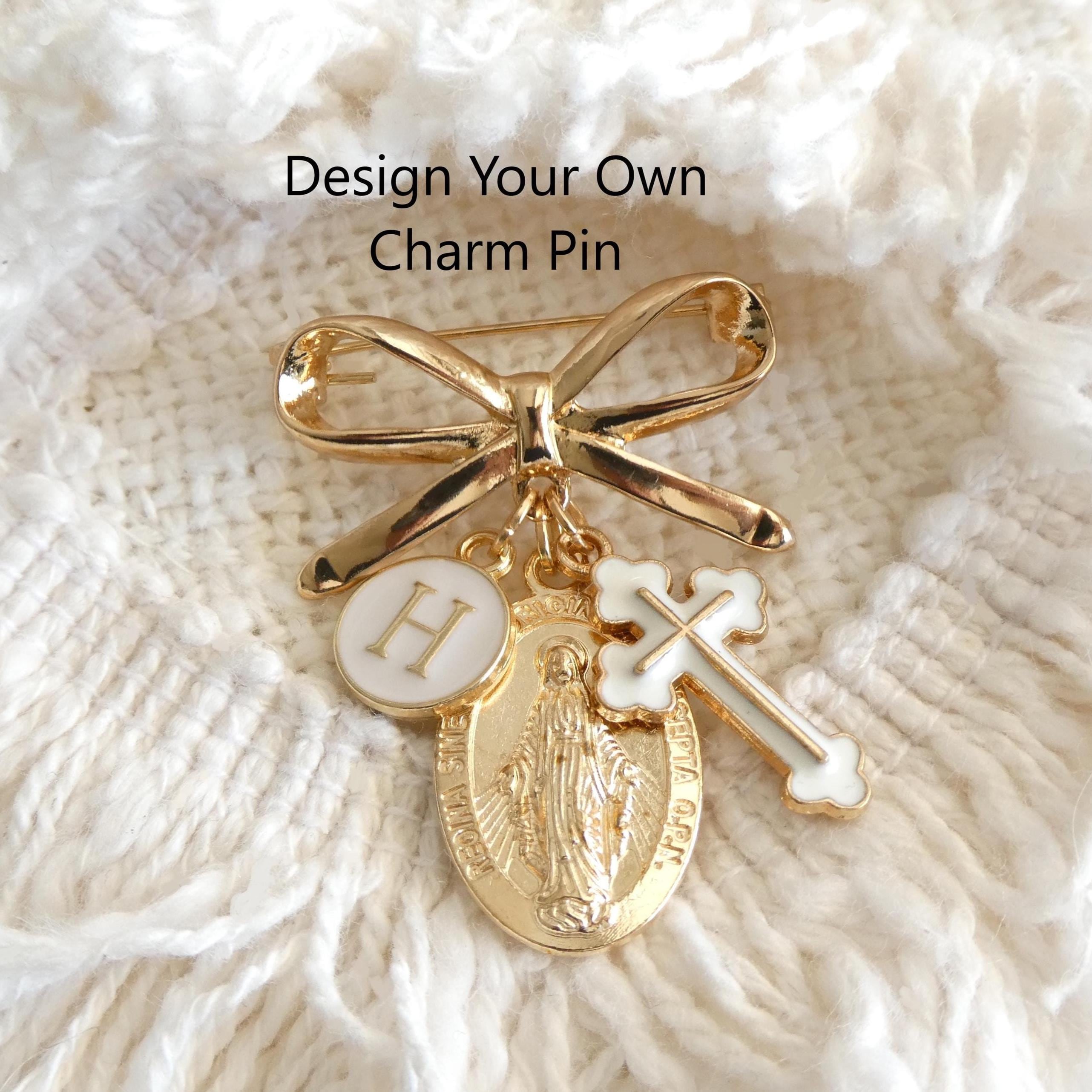 Custom Baby Keepsake Charm Pin Baptism & Christening Choose Your Charms ...