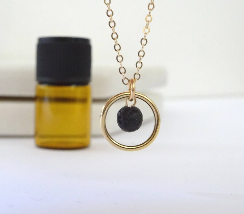 Lava Diffuser Necklace Karma Circle Pendant Essential Oil - Etsy