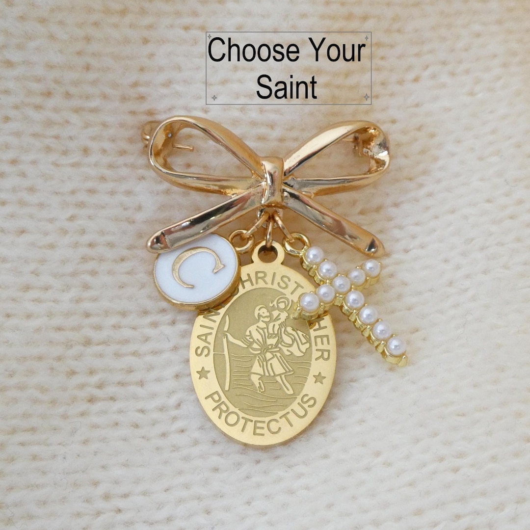 Choose Your Saint Catholic Protection Pin Brooch; Girl Baptism ...