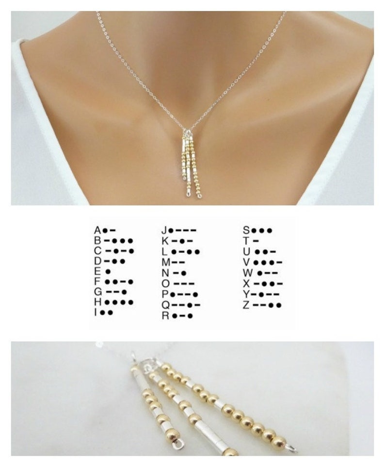 Vertical Morse Code Kids Name Necklace Personalized Custom - Etsy
