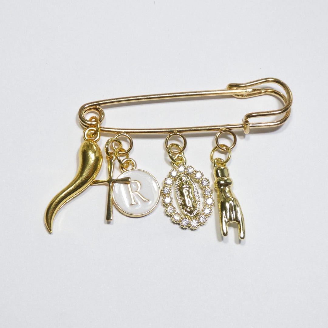 Catholic Gold Cornicello Protection Brooch Pin Jewelry, New Baby Gifts ...