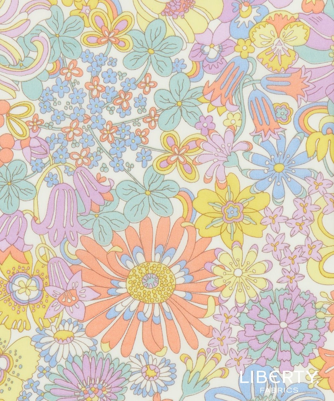 Liberty Fabrics Rainbow Garden Tana Lawn Cotton Liberty of London Multi ...