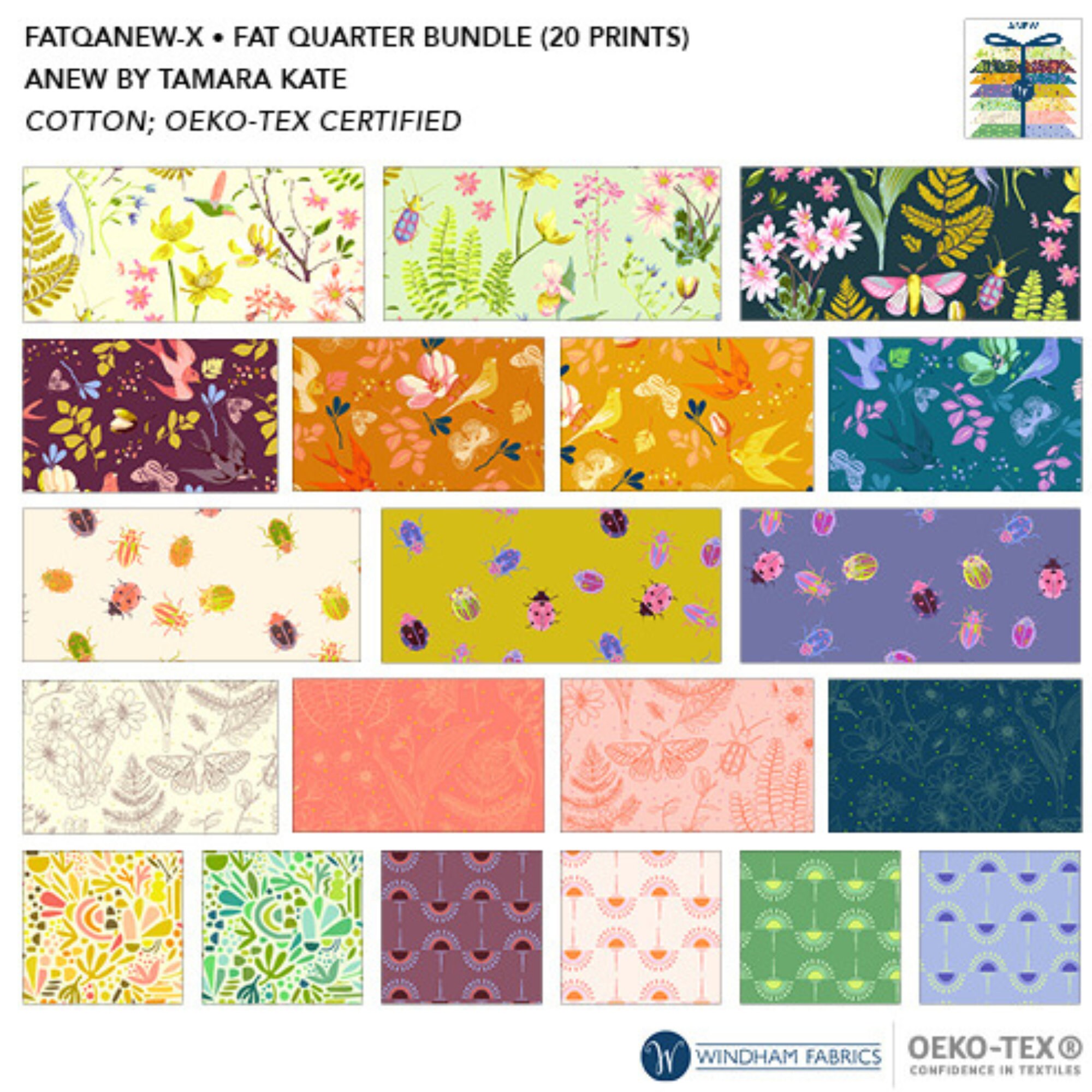 Windham Fabrics Anew by Tamara Kate Fat Quarter Bundle 20 Prints - Etsy