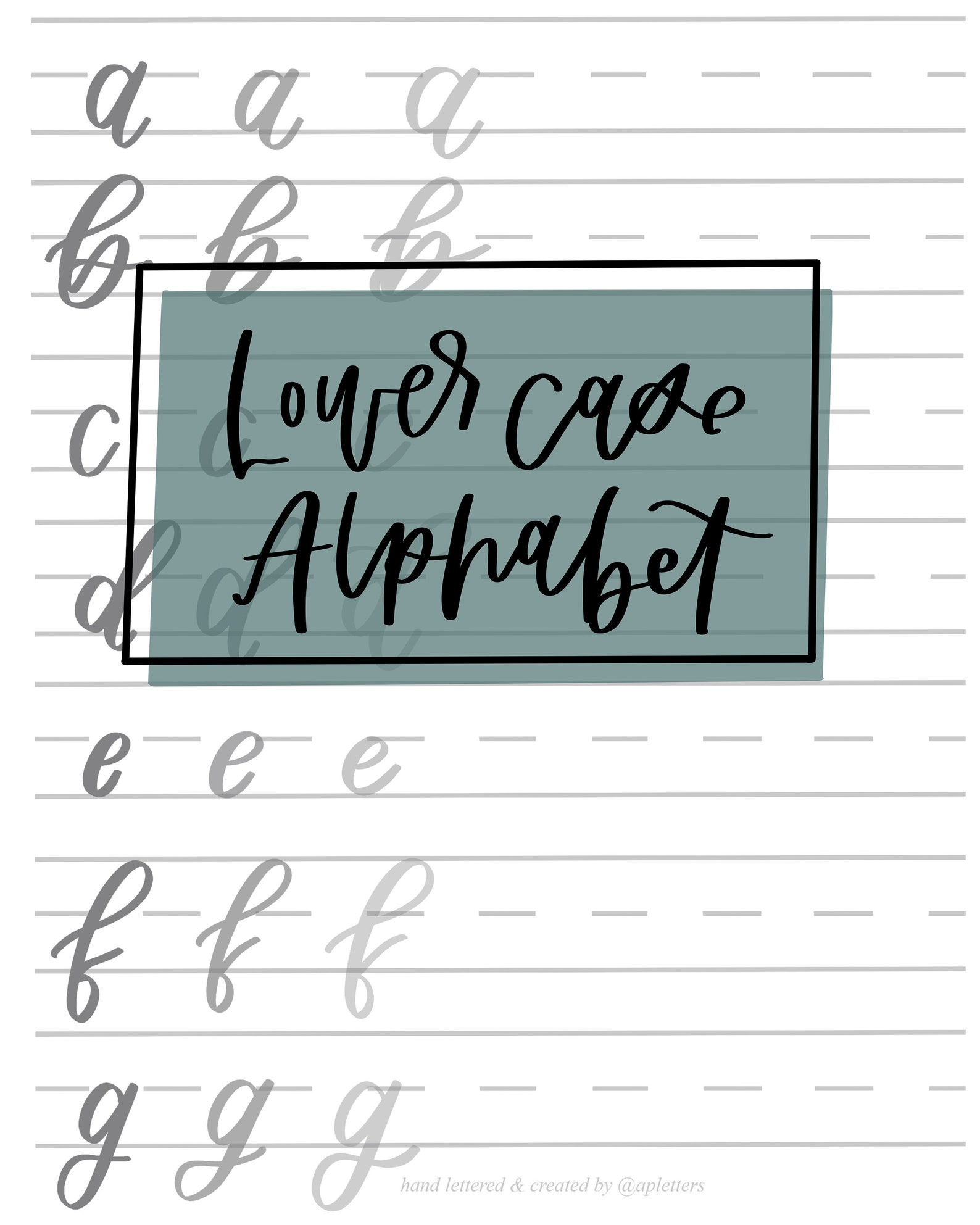 Lower Case Printable Calligraphy Lettered Alphabet Traceable - Etsy