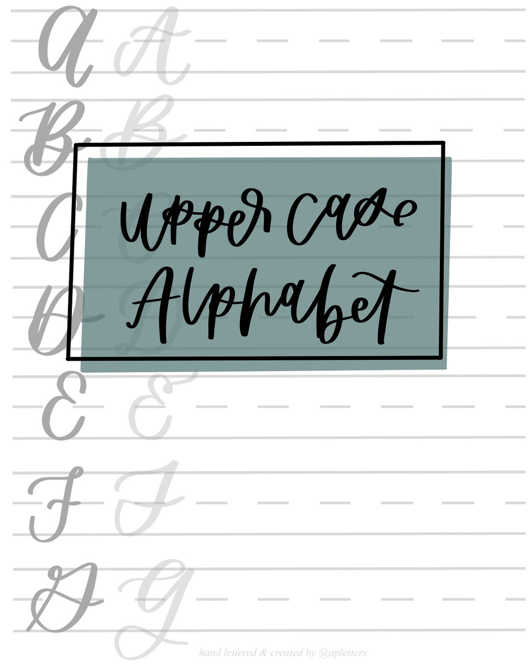 Upper Case Capital Printable Calligraphy Lettered Alphabet Traceable ...